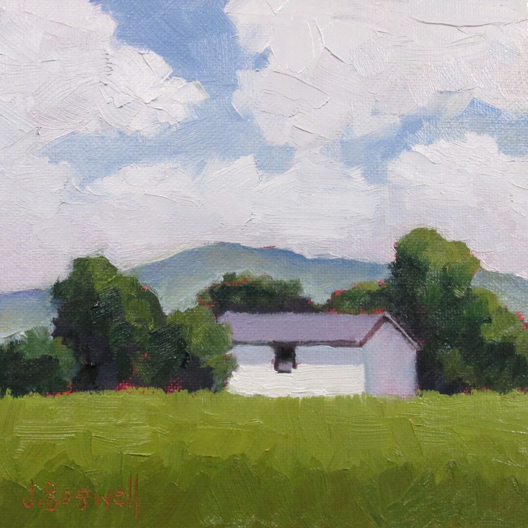 Jennifer Boswell 8x8 White Barn Canvas Print From Original Oil Painting ...