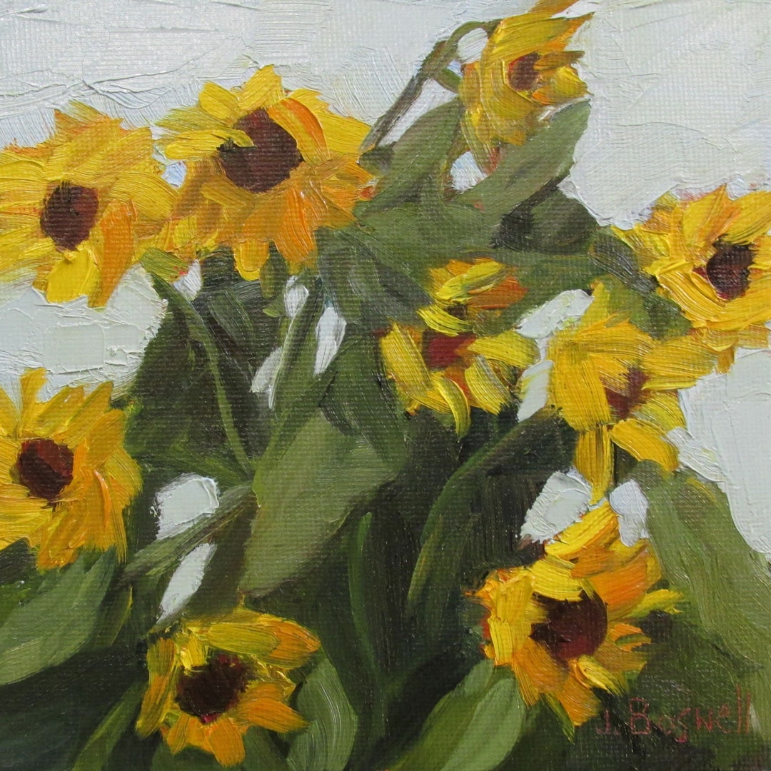 Jennifer Boswell 8x8 Sunflowers Signed Canvas Print From Original Oil ...