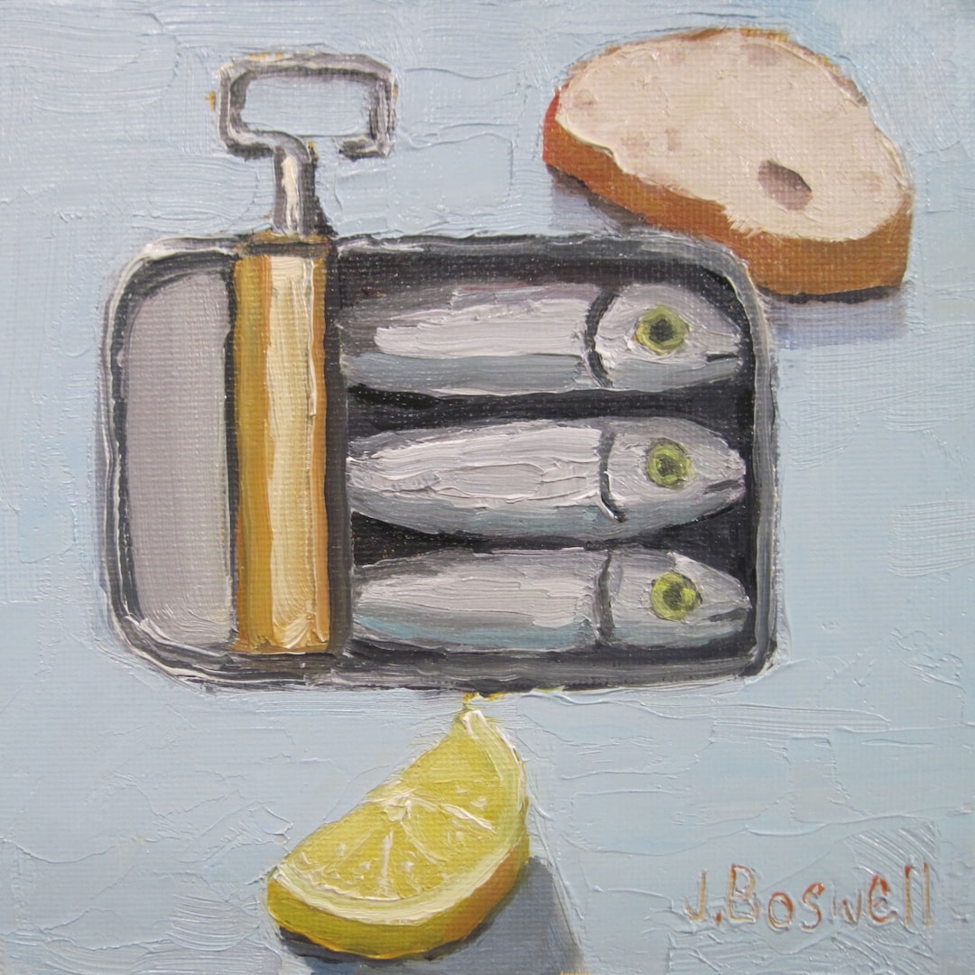 Jennifer Boswell 12x12 Sardines Bread Signed Canvas Print From Original ...