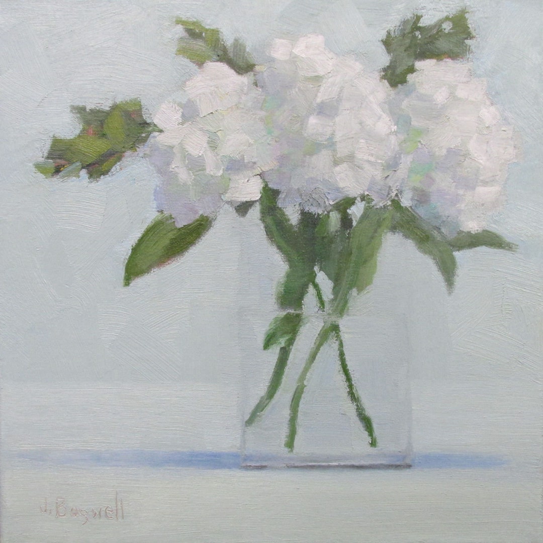 Jennifer Boswell 8x8 White Hydrangeas Signed Canvas Print From - Etsy