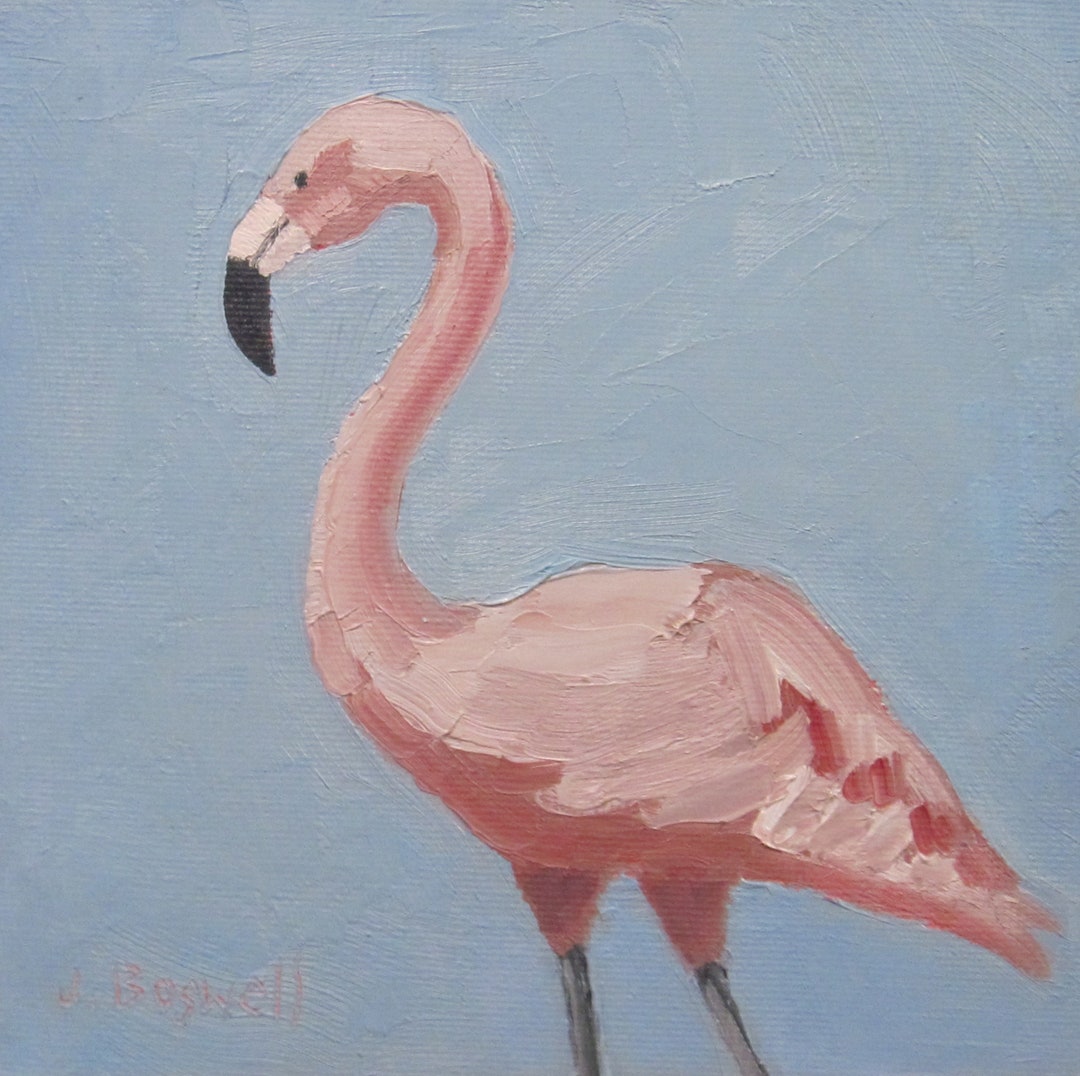 Jennifer Boswell 12x12 Flamingo Canvas Print From Original Oil Painting ...