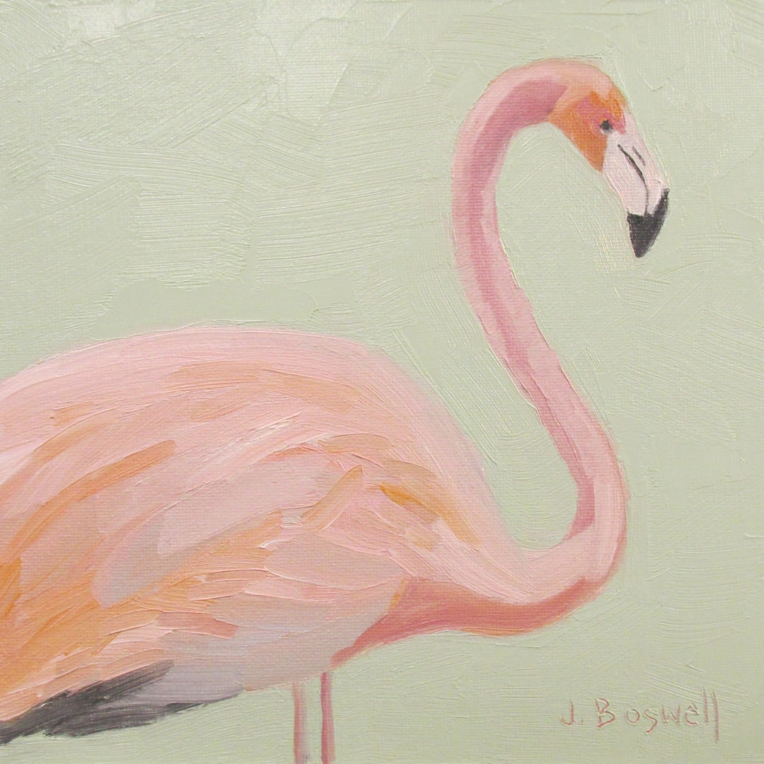 Jennifer Boswell 8x8 Flamingo Signed Canvas Print From Original Oil ...