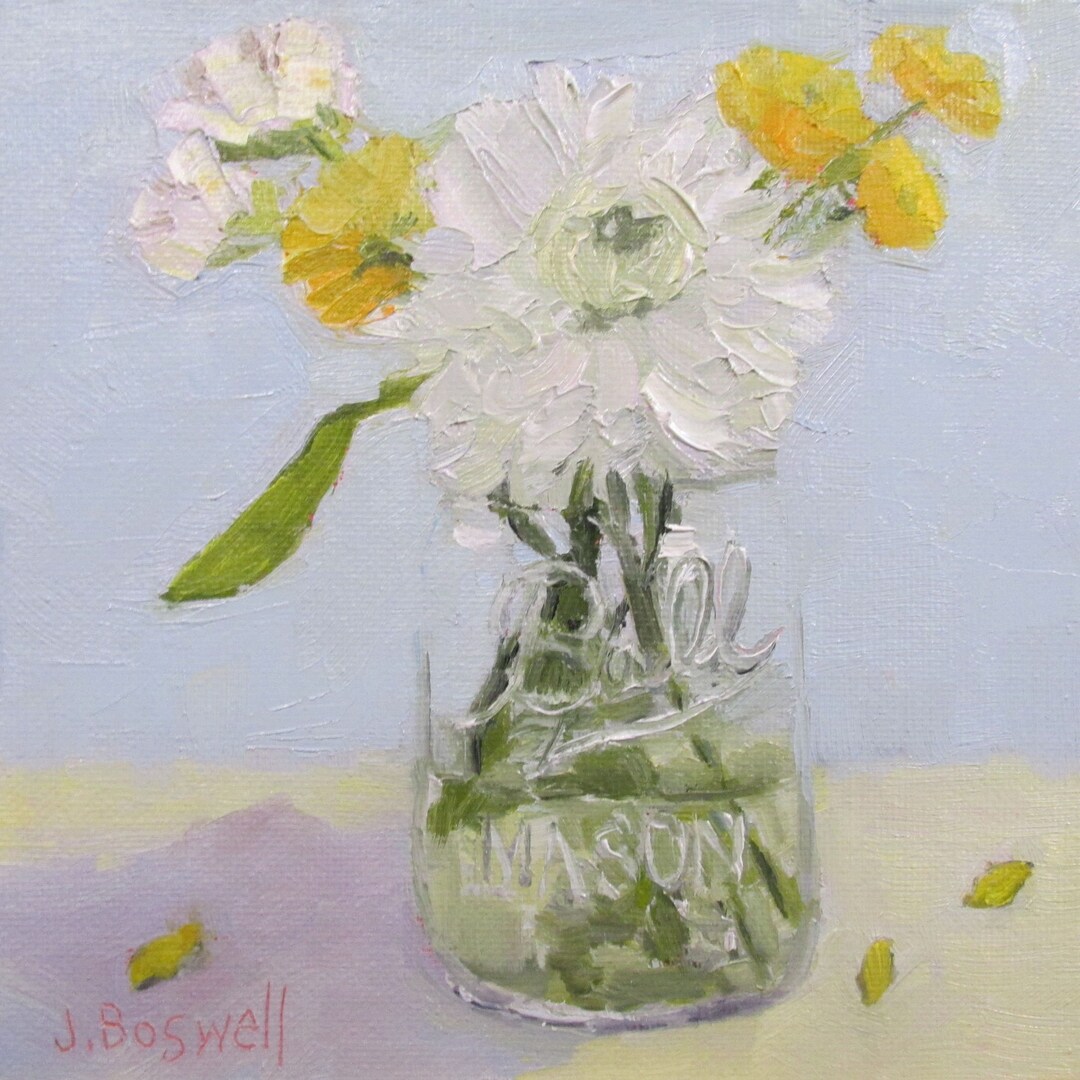 Jennifer Boswell 12x12 Happy Flowers Signed Canvas Print From Original ...