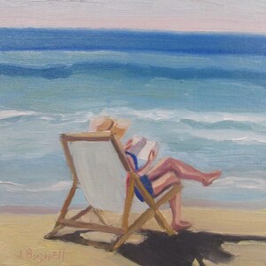 Jennifer Boswell 20x20 Lady at Beach Signed Stretched Canvas Print From ...