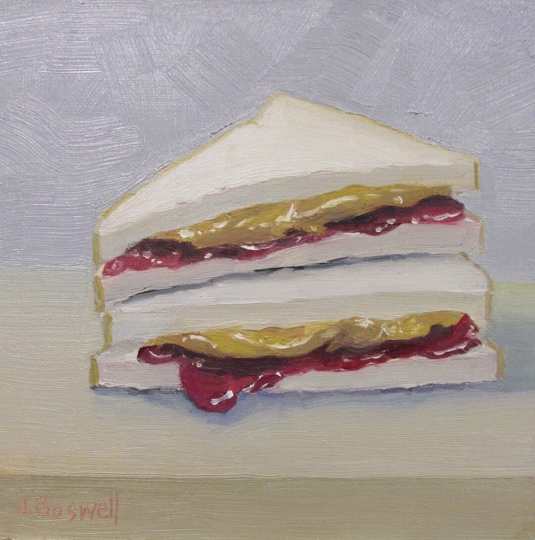 Original Jennifer Boswell 8x8 PB and J Sandwich Kitchen Painting ...