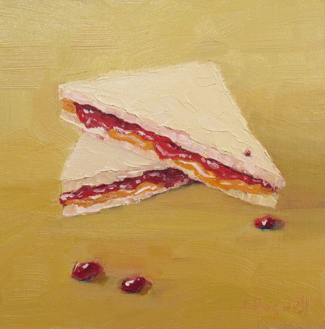Original Jennifer Boswell 8x8 PB and J Sandwich Kitchen Painting ...