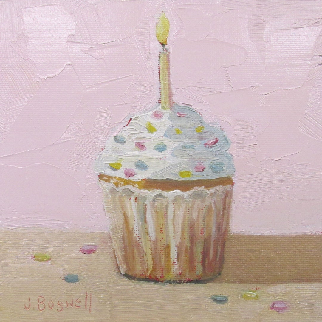 Jennifer Boswell 8x8 Birthday Cupcake Candle Canvas Print From Original ...