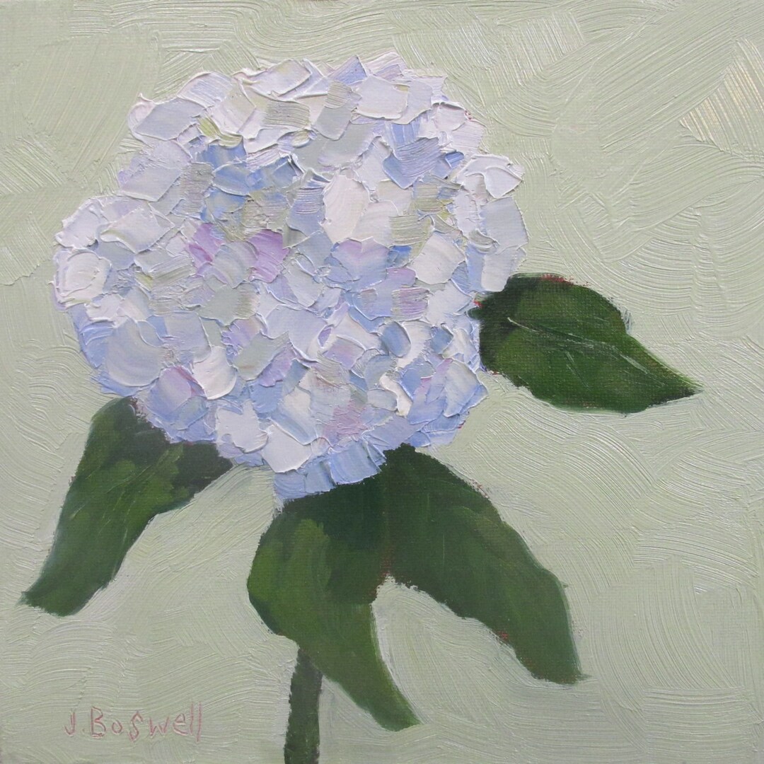Jennifer Boswell 8x8 Blue and White Hydrangeas Signed Canvas Print From ...