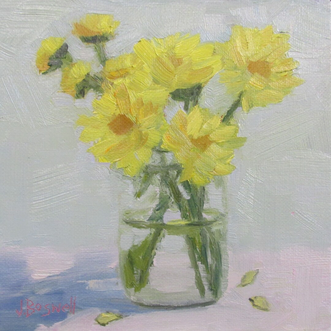 Jennifer Boswell 12x12 Happy Flowers Signed Canvas Print From Original ...