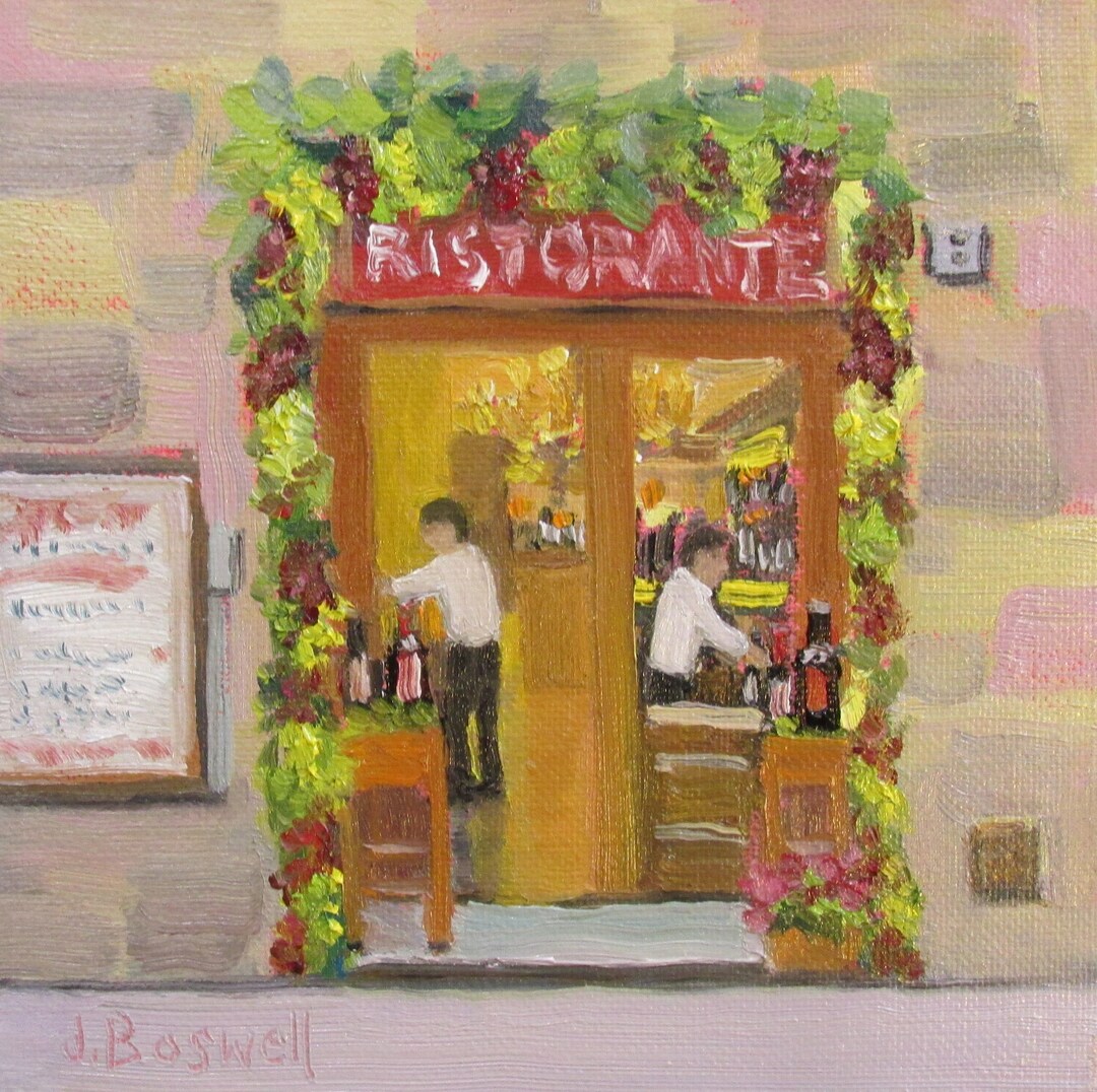 Original Jennifer Boswell Florence Cafe Urban Landscape Small Original ...