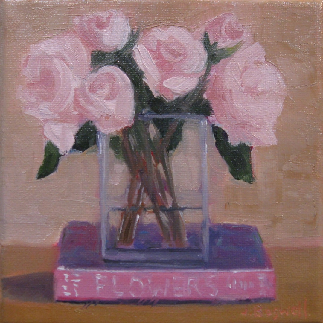 Jennifer Boswell 8x8 Pink Roses Book Signed Canvas Print From Original ...