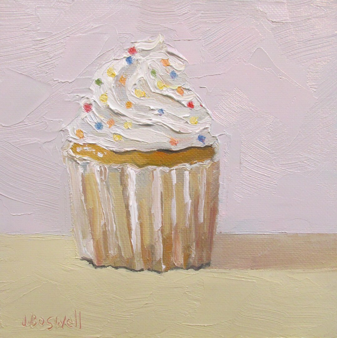 Original Jennifer Boswell 6x6 Cupcake Original Oil Painting Kitchen ...