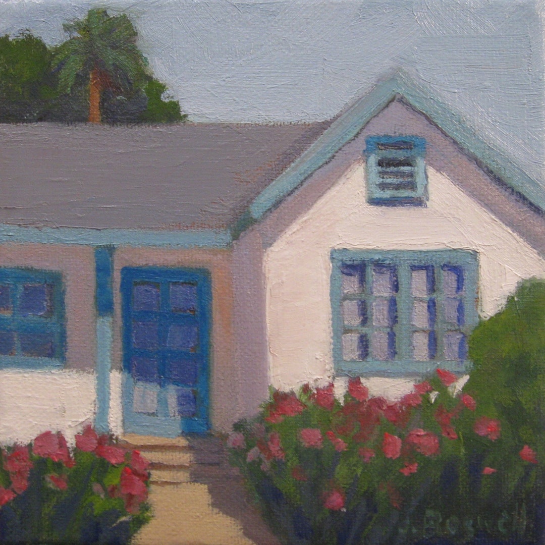 Original Jennifer Boswell Urban Landscape Unique Santa Barbara White ...