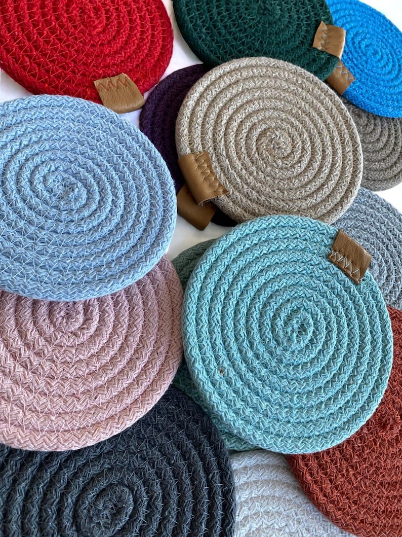 Cotton Rope Coaster, Drink Coasters, Rope Coaster, Colorful Coaster ...