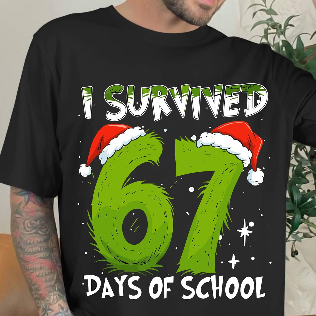I Survived 67 Days of School Christmas PNG — Funny Six Seven Candy Cane ...