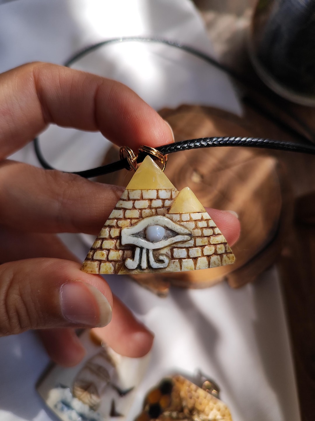 Egyptian Bone Pendant • Hand Carved Bone Necklace Jewelry - Etsy