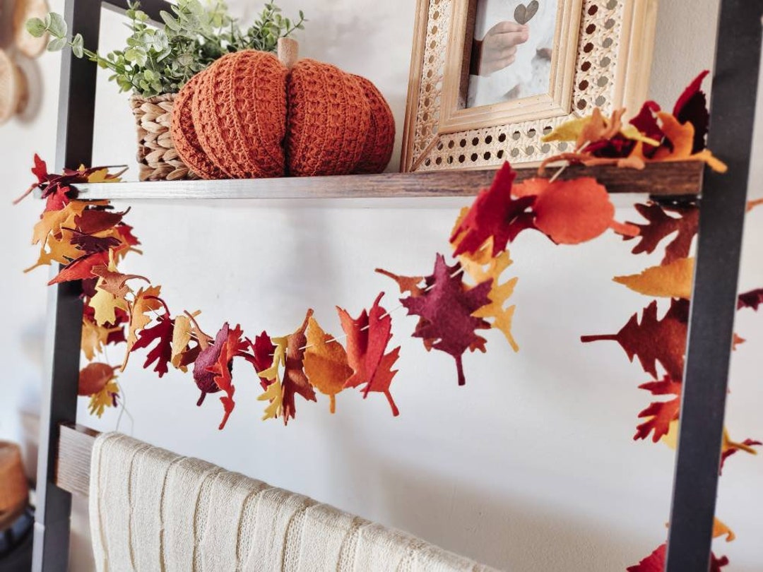 Fall Foliage Felt Leaf Garland- Fall/ Autumn Leaf Farmhouse Decor, Boho ...