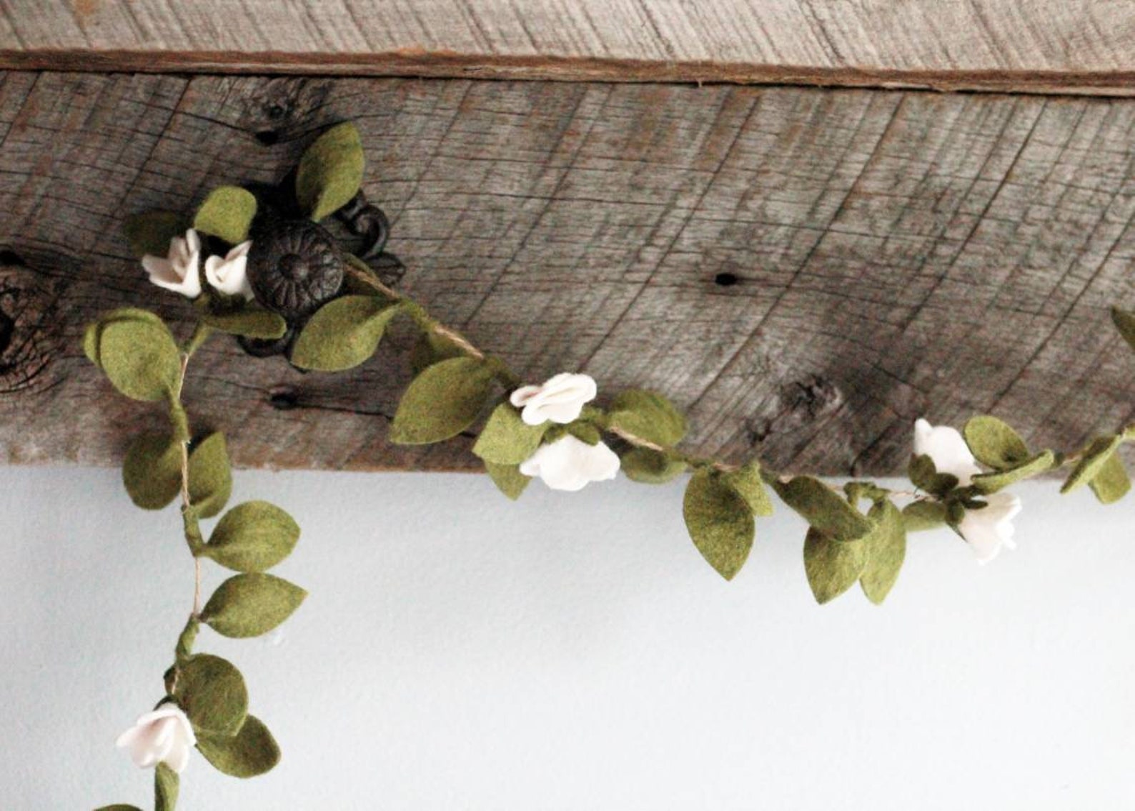 Dark Green Wool Felt Leaf Garland Farmhouse Decor Rustic - Etsy