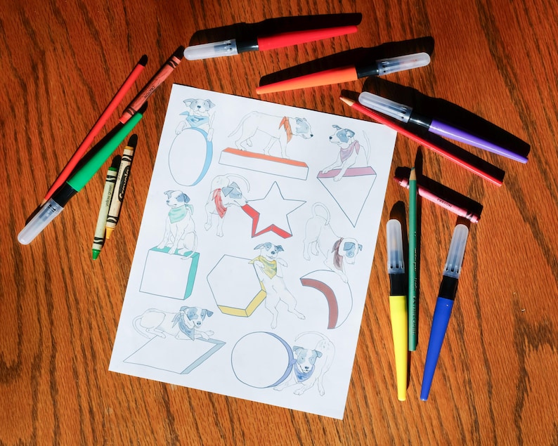 Dog Coloring Page | Shapes & Colors Art Activity (PDF Download) With ...