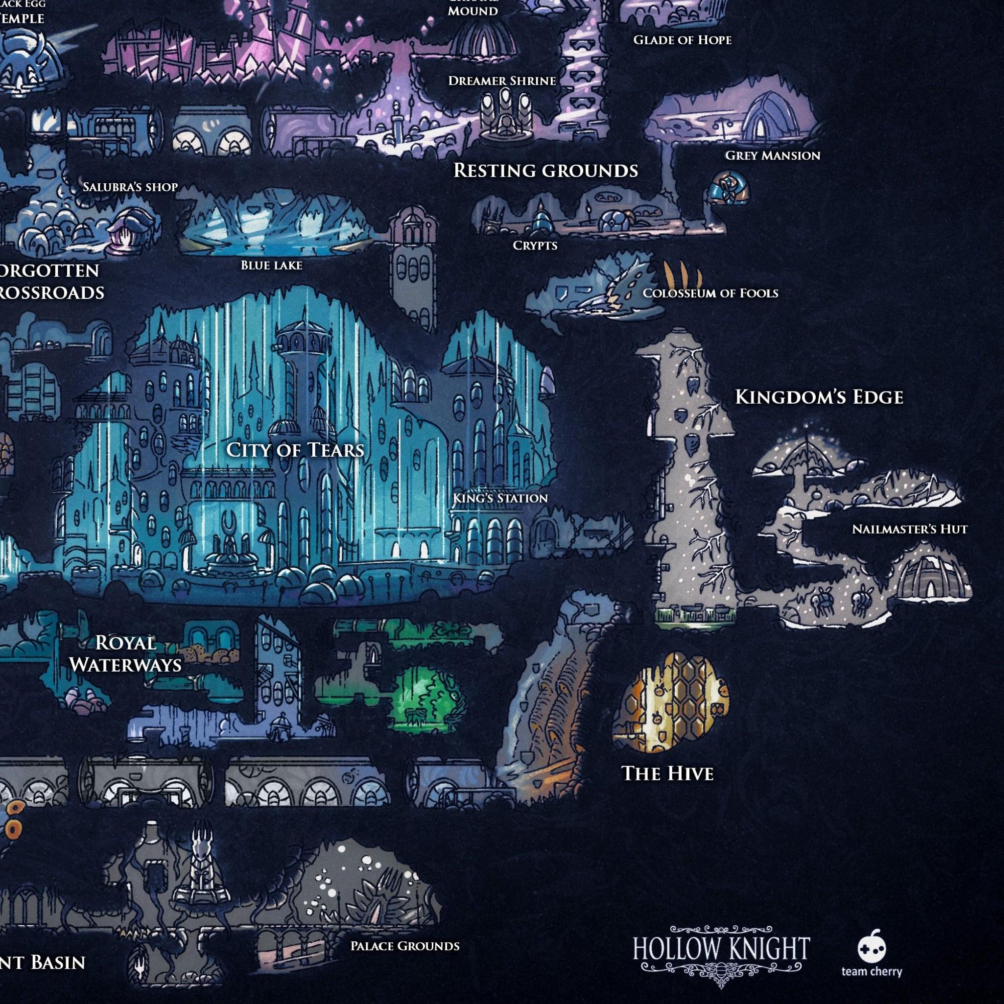 Hollow Knight Map Poster, Hallownest Wall Art, Gift Poster, Wall Decor ...