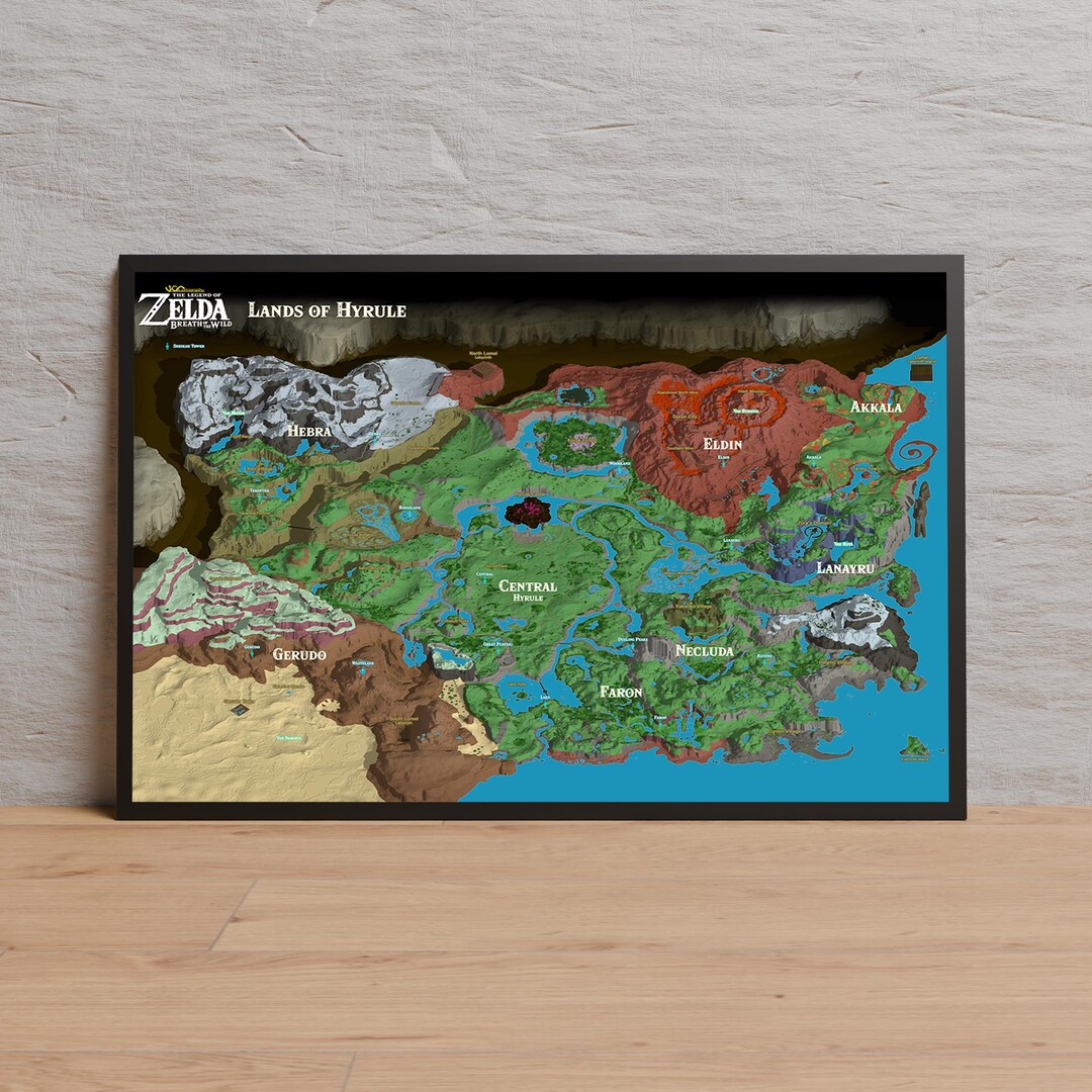 The Legend of Zelda Hyrule Map Poster, Hyrule Map Poster, Game Print ...