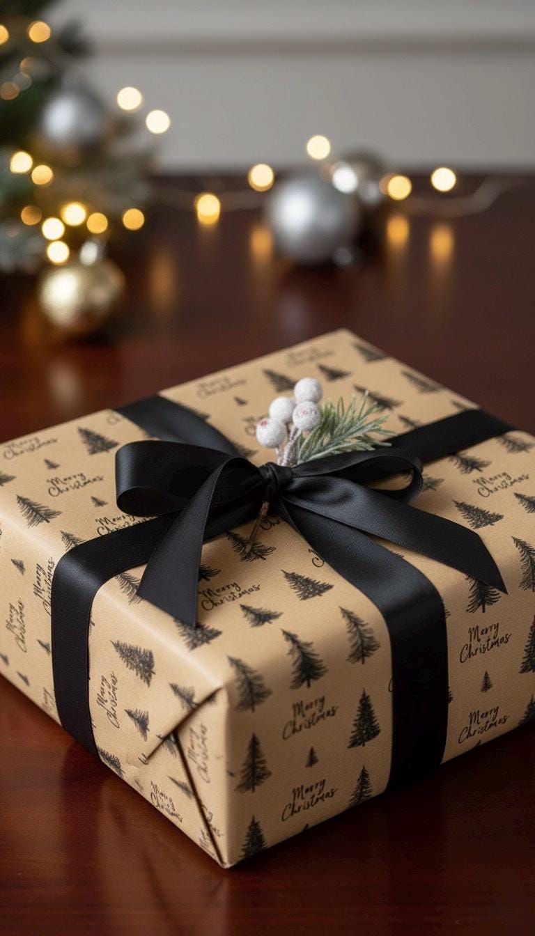 Rustic Christmas Tree Gift Wrap: Eco-friendly Holiday Paper Roll - Etsy