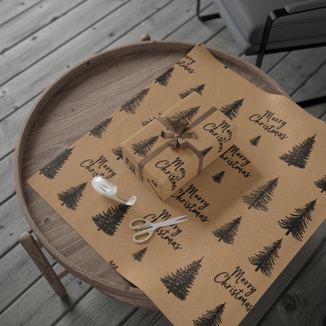 Rustic Christmas Tree Gift Wrap: Eco-friendly Holiday Paper Roll - Etsy