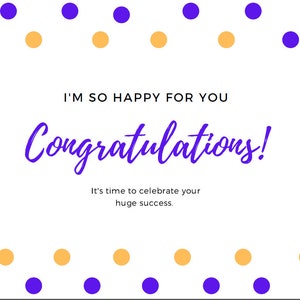 Congratulations" Printable Cards in School Colors - Etsy