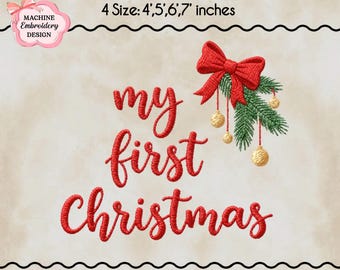 My First Christmas Embroidery Design, Machine Embroidery Design, 5 ...