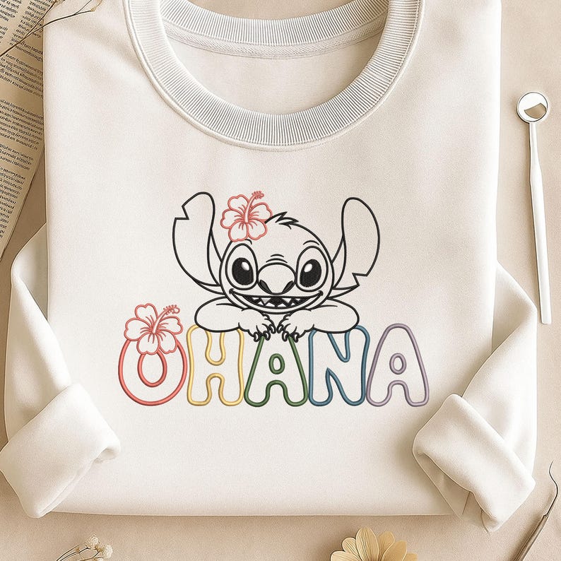 Ohana Stitch Embroidery Design, Cute Cartoon Embroidery File, Disney ...