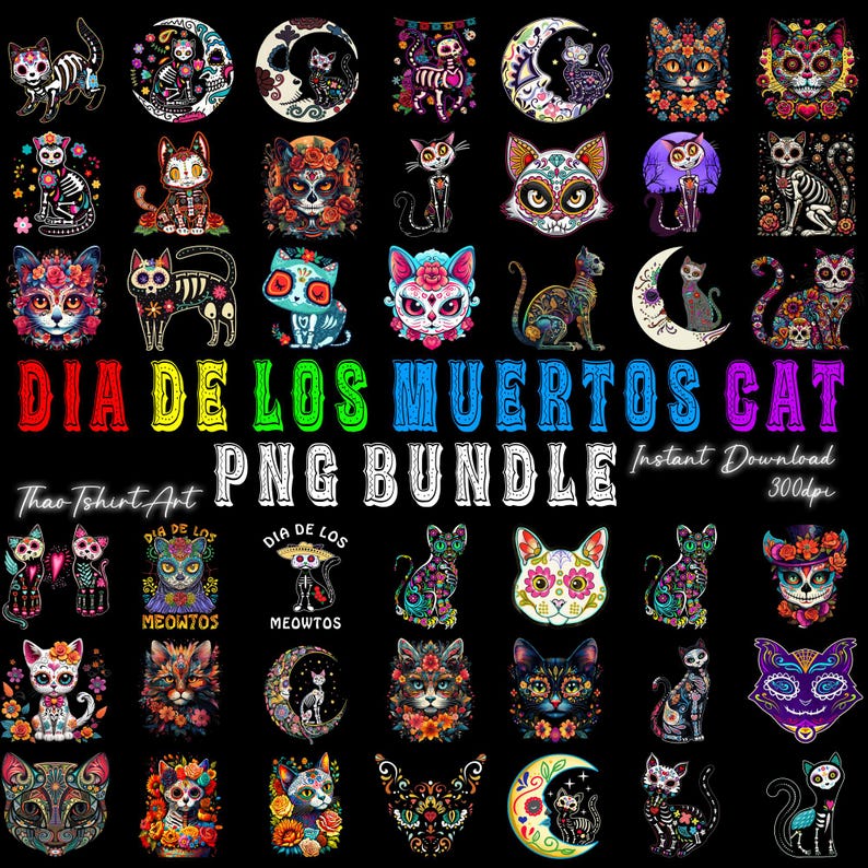 Dia De Los Muertos Cat PNG, Cat Sugar Skull PNG, Mexican Day of the ...