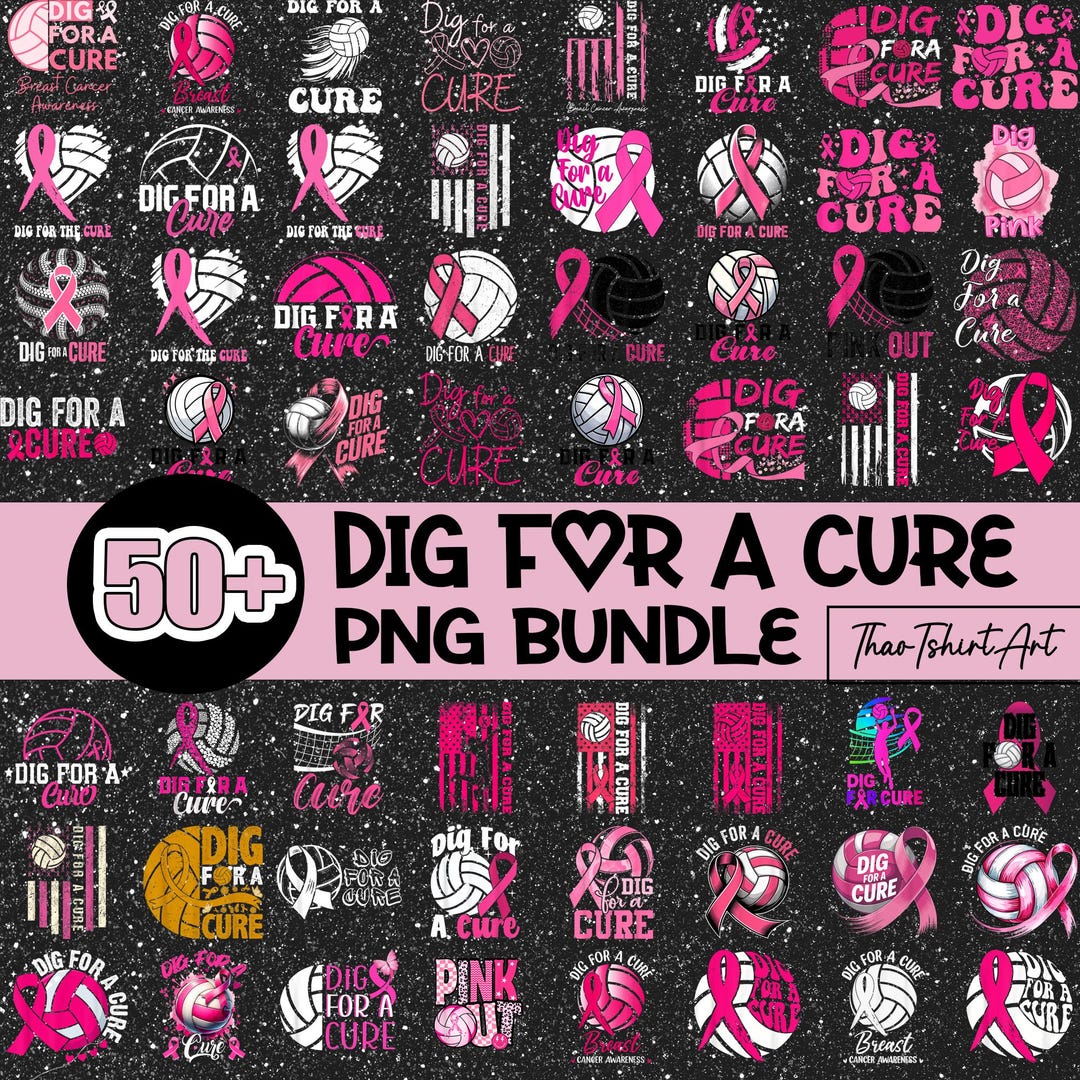 Dig for A Cure Volleyball PNG, Volleyball Breast Cancer Png,pink Ribbon ...