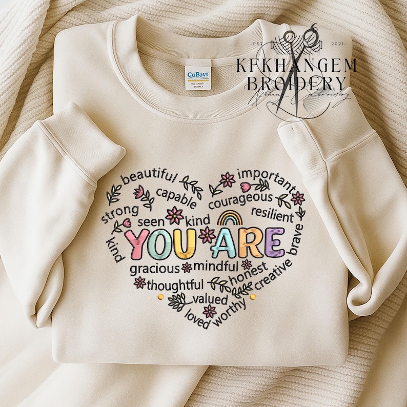 You Are Affirmation Embroidery Design, Motivational Word Art Embroidery ...