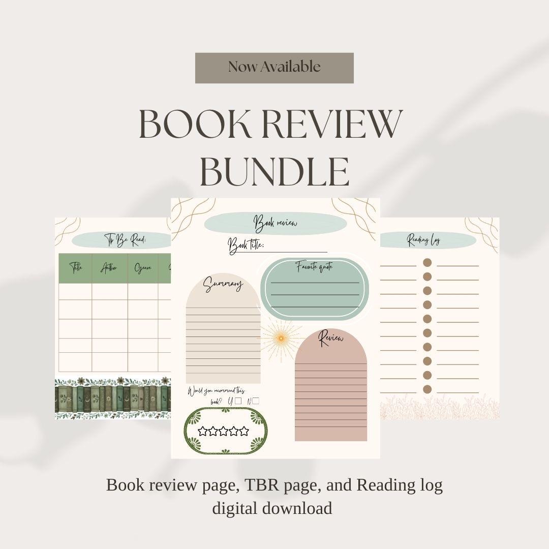 Book Review Printable Bundle-tbr List, Reading Log, Book Tracker-cozy ...