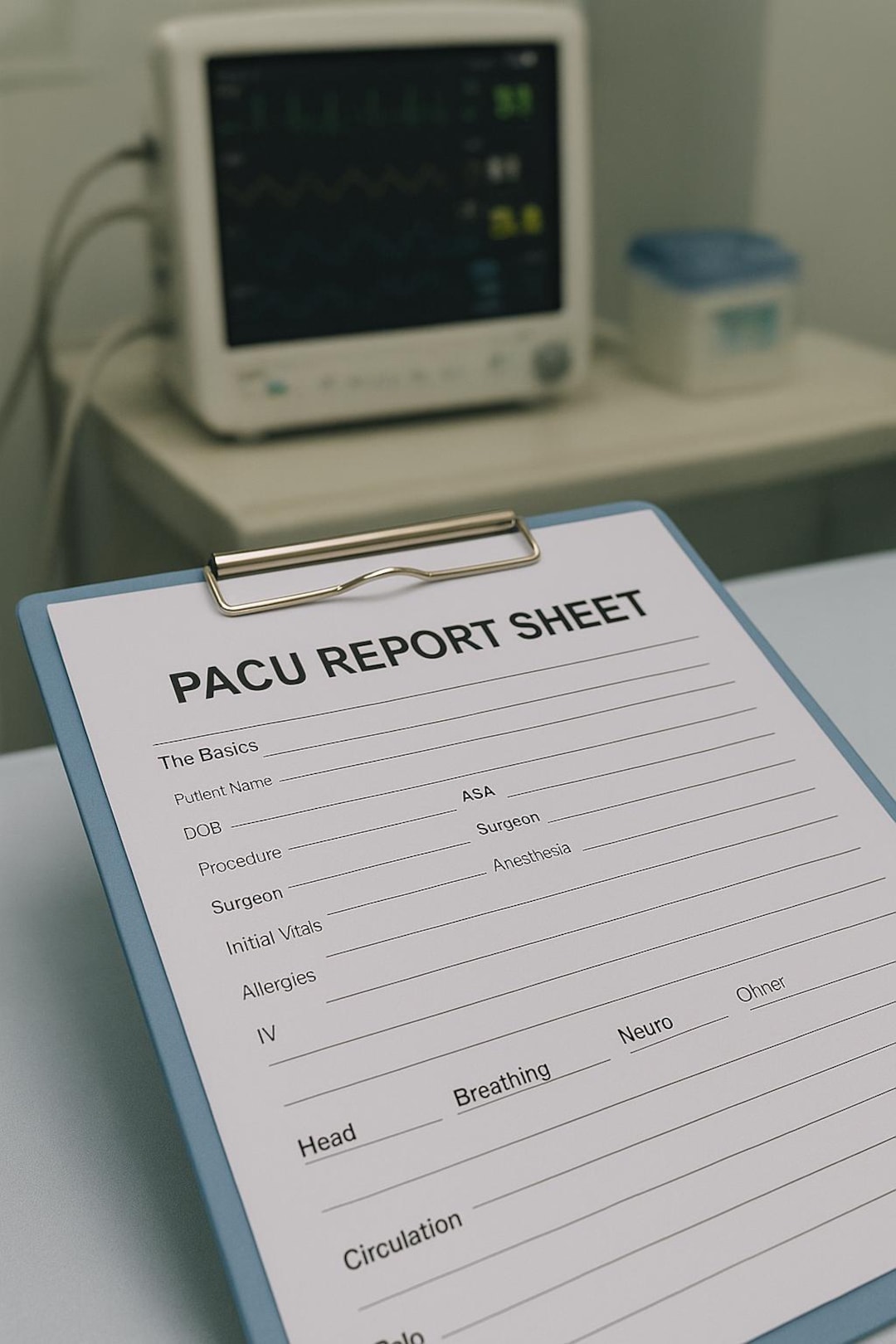 PACU Report Sheet - Etsy