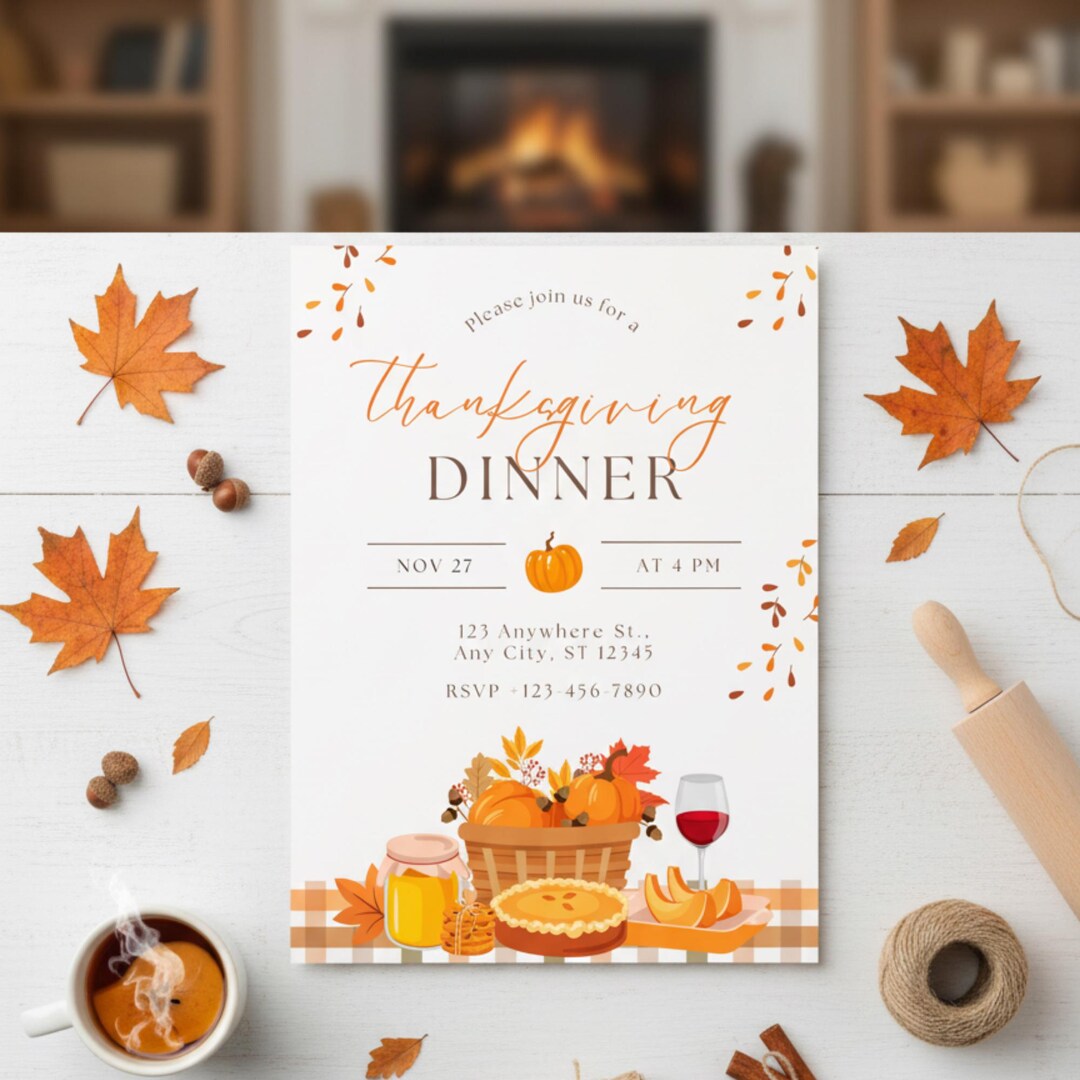 Thanksgiving Dinner Invitation Template: Elegant Fall Design (canva ...