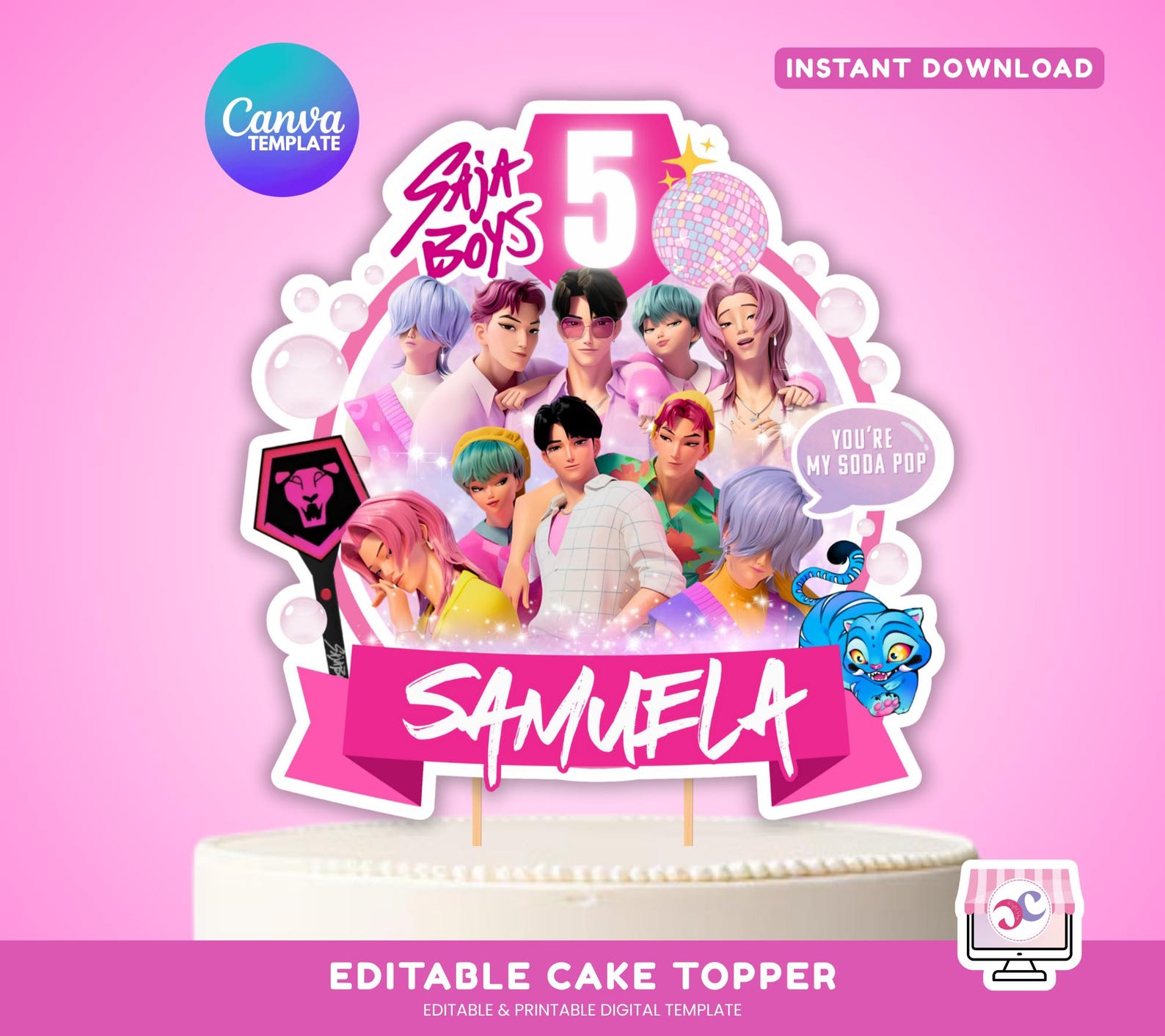 Editable Kpop Demom Hunters Saja Boys Cake Topper, Saja Boys Birthday ...