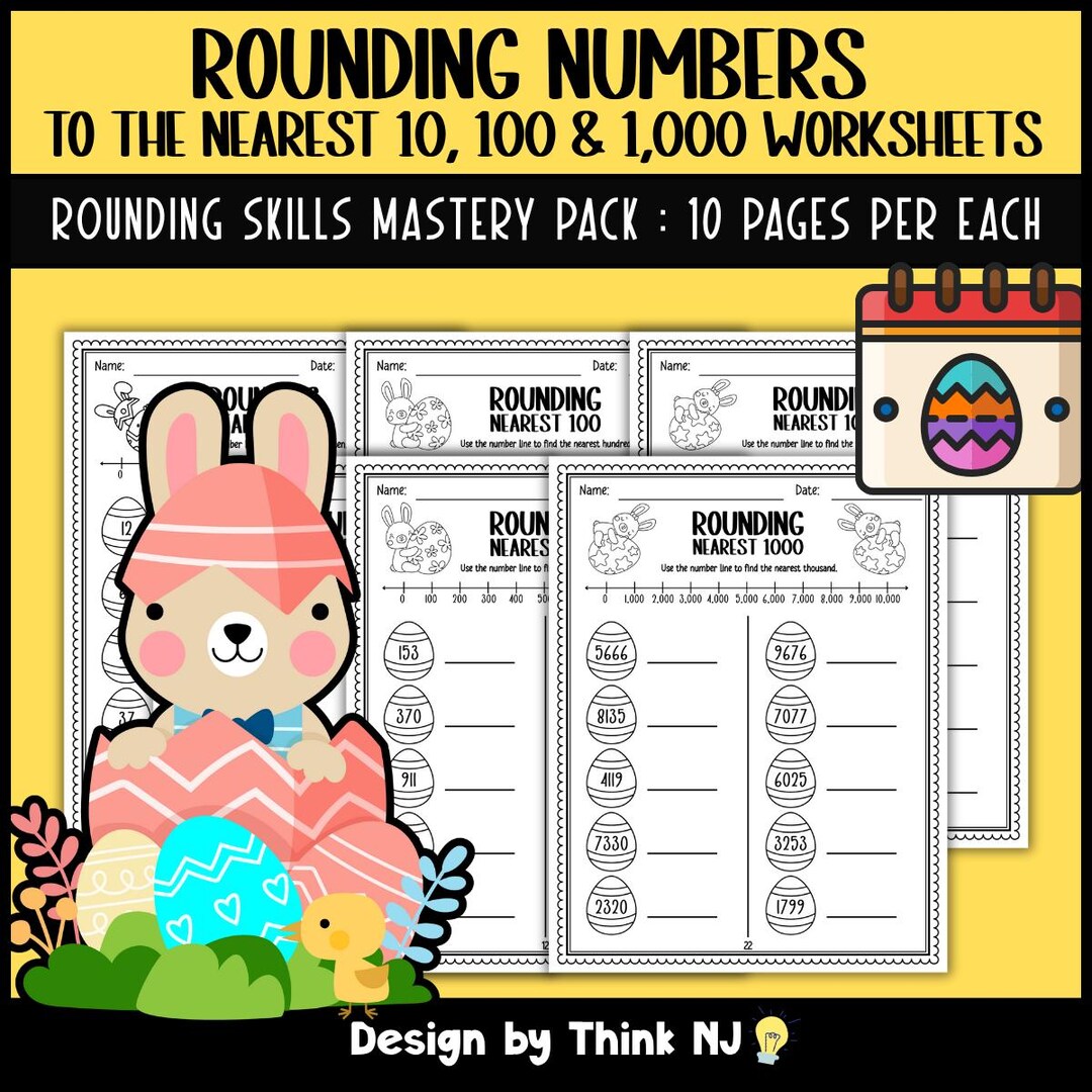 Rounding Numbers to the Nearest 10, 100, and 1000 Worksheets | Easter ...