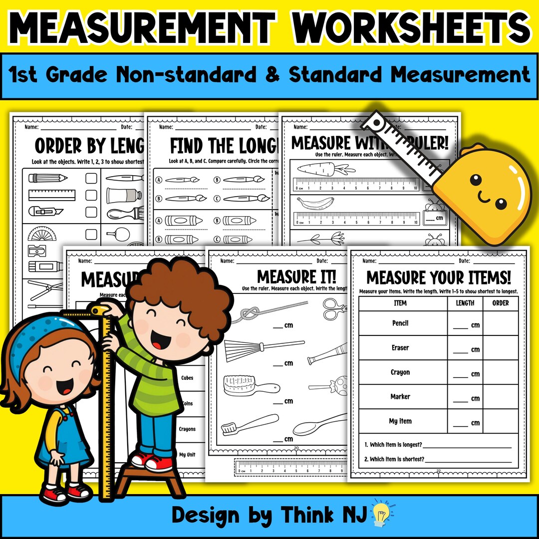 1st Grade Measurement Worksheets | Nonstandard & Standard Measurement ...