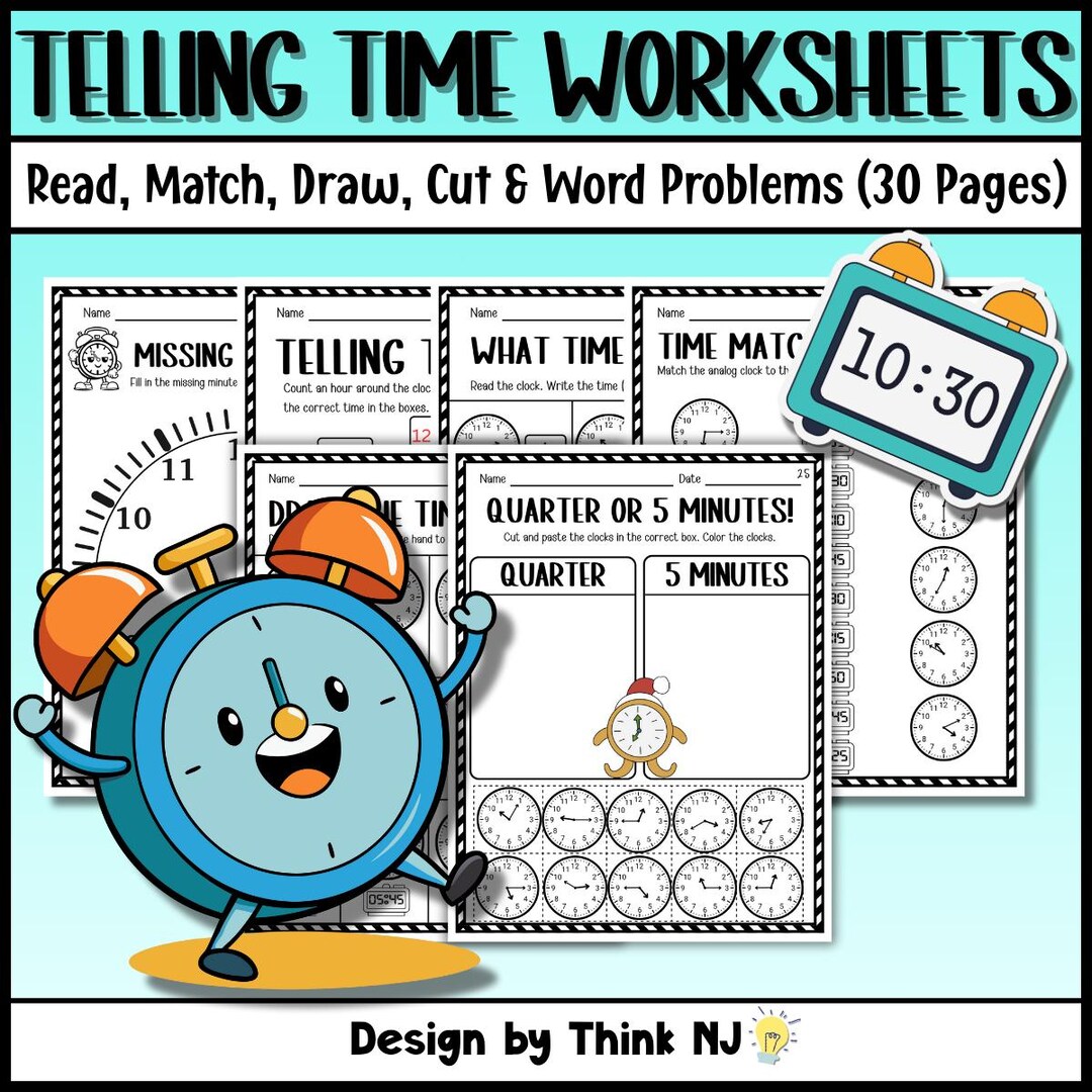 Telling Time Worksheets | Read, Match, Draw and Cut Activities | Autumn ...