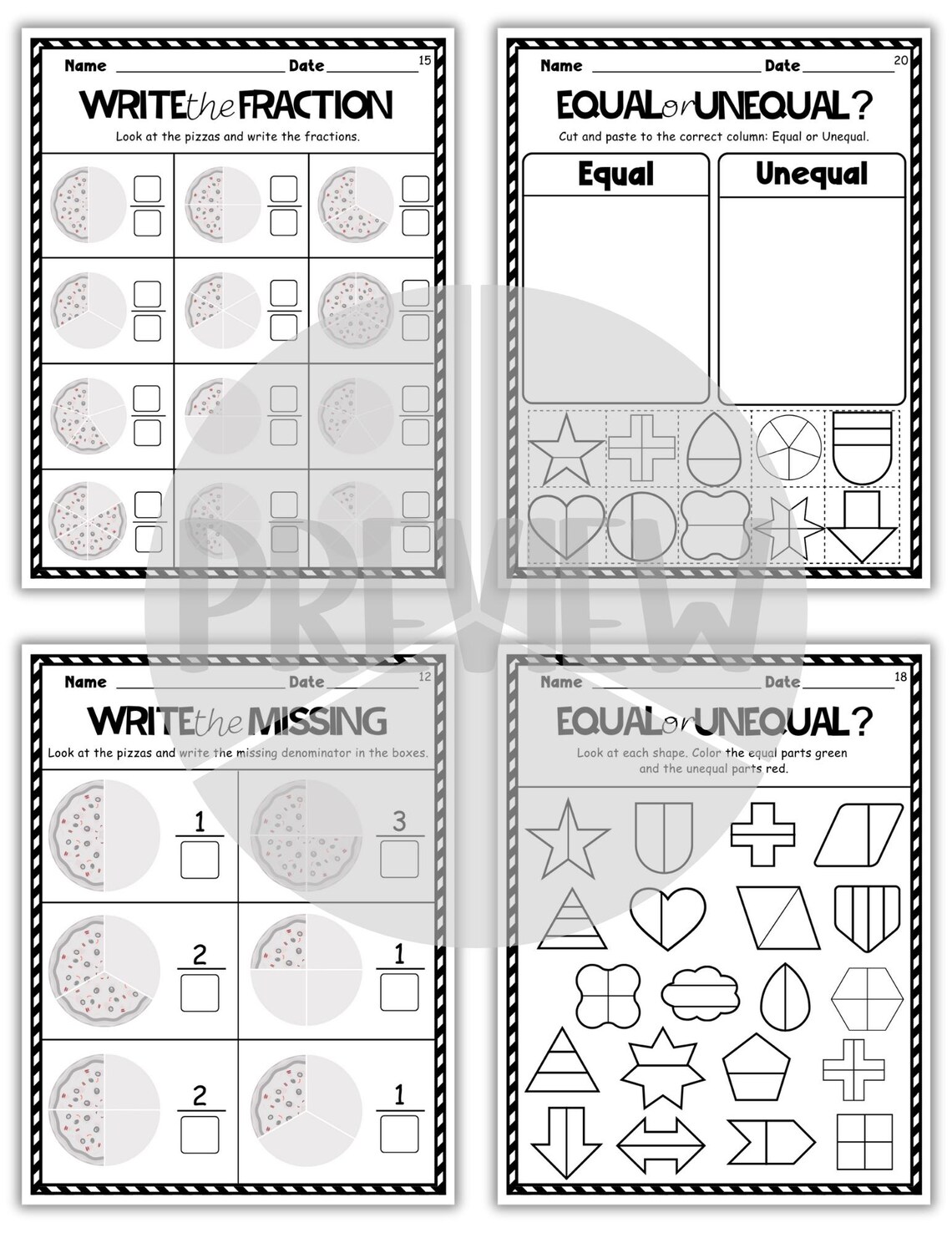 Fractions Worksheets for 1st, 2nd, and 3rd Grade | Halves, Thirds ...