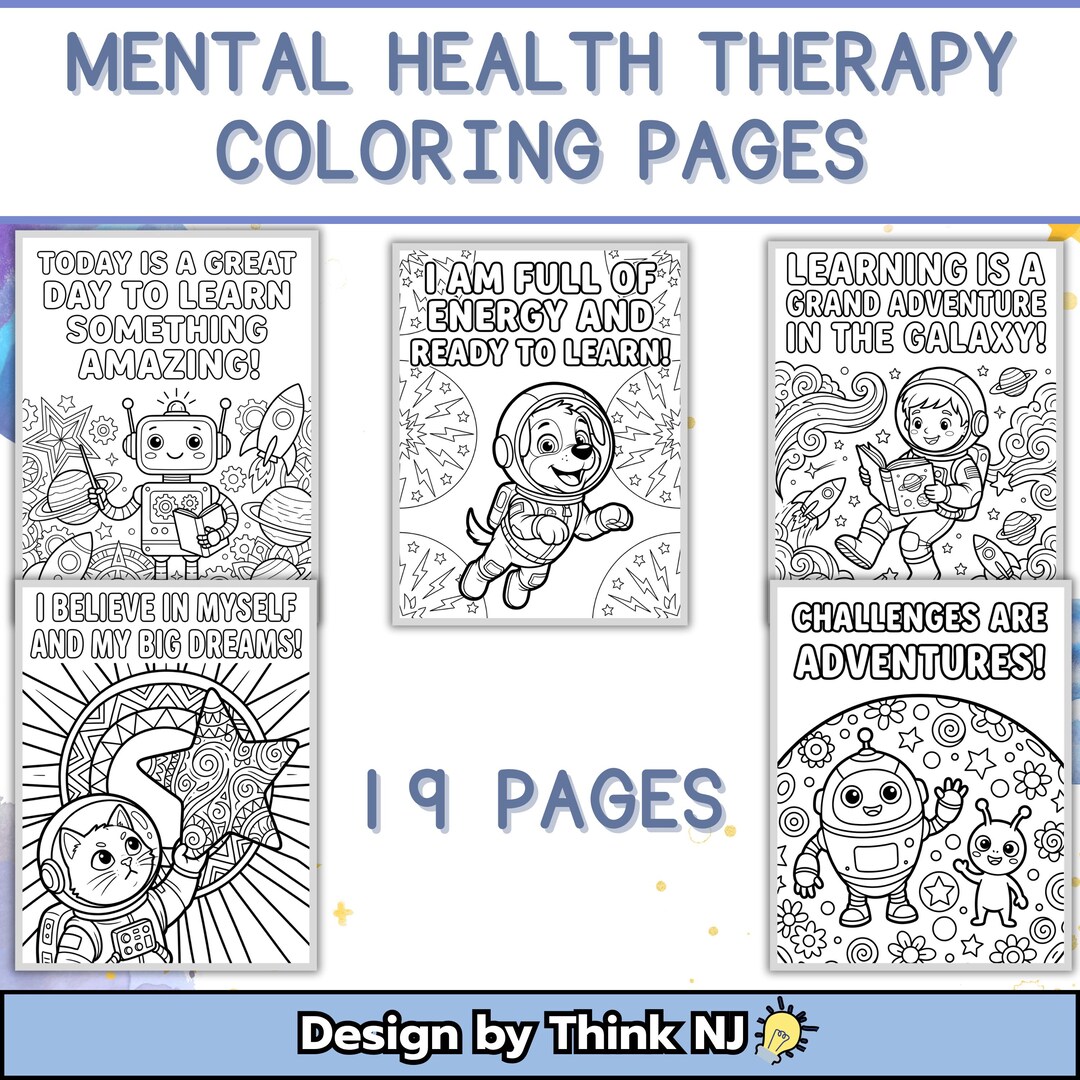 Mental Health Coloring Pages for Kids | Space Adventure Mandala SEL ...