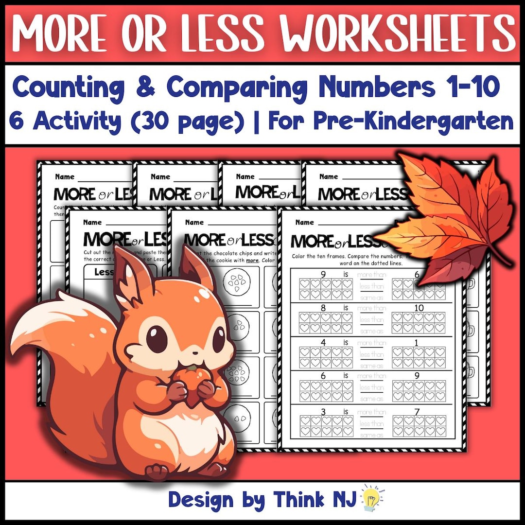 Autumn Comparing Numbers Worksheets | More or Less (1–10) | Fall Math ...