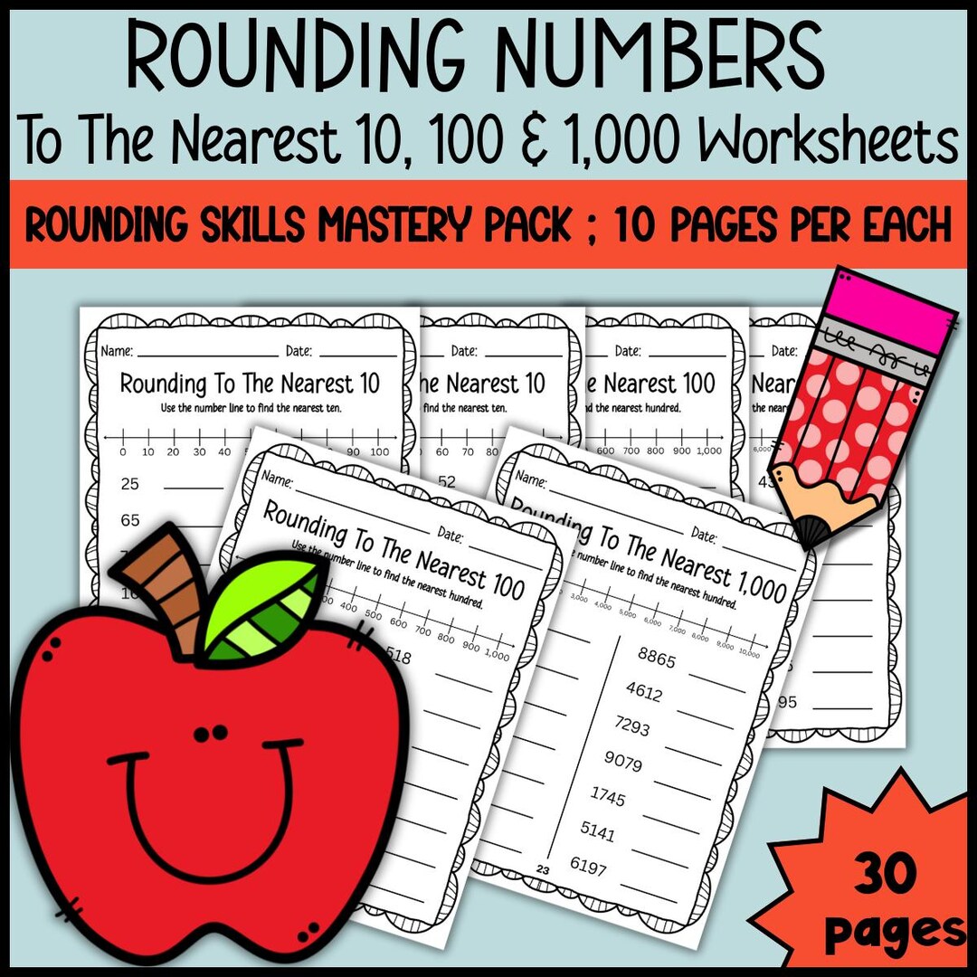 Rounding Numbers to the Nearest 10, 100, and 1000 Worksheets | Math ...