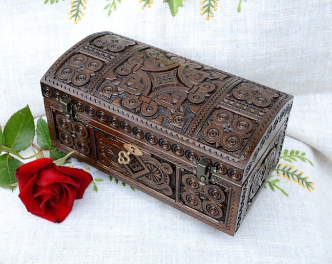Lockable Wooden Jewelry Box for Ring Earrings Wedding Rings - Etsy
