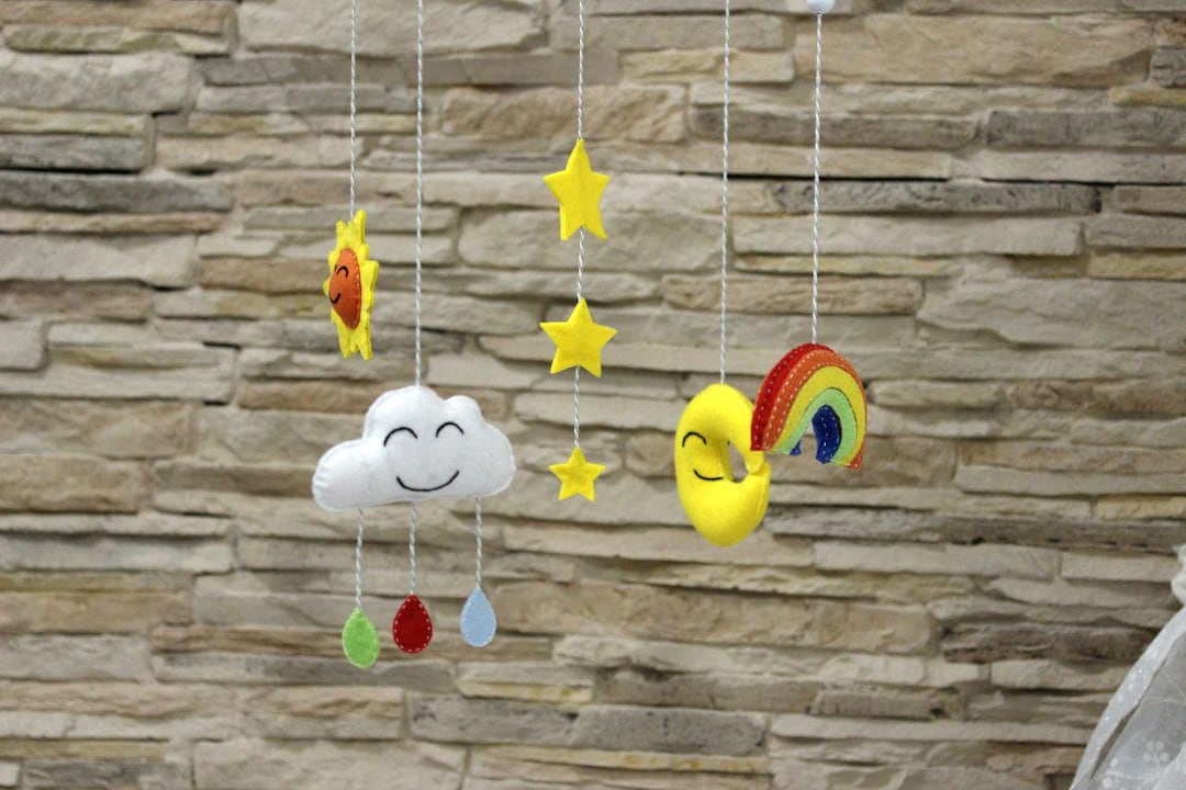Sun and Moon Baby Mobile, Hanging Mobile, Nursery Decorations, Baby ...