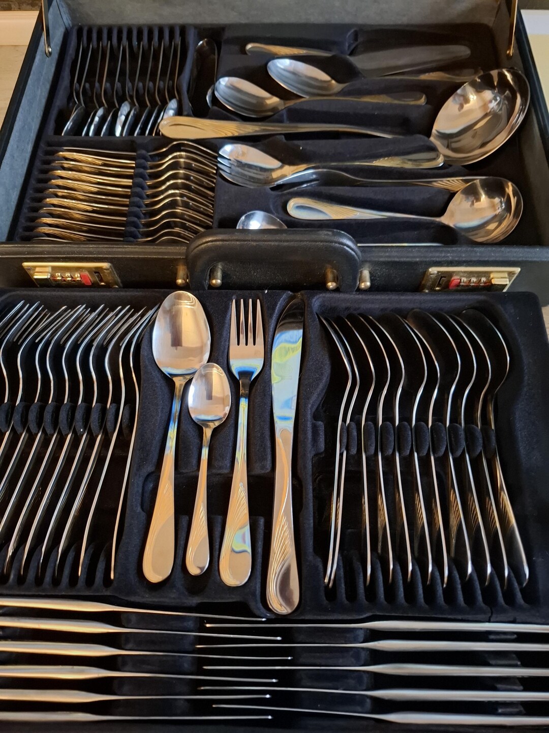 Vintage SBS Solingen 68- Piece Gold- Plated Flatware Set - Etsy