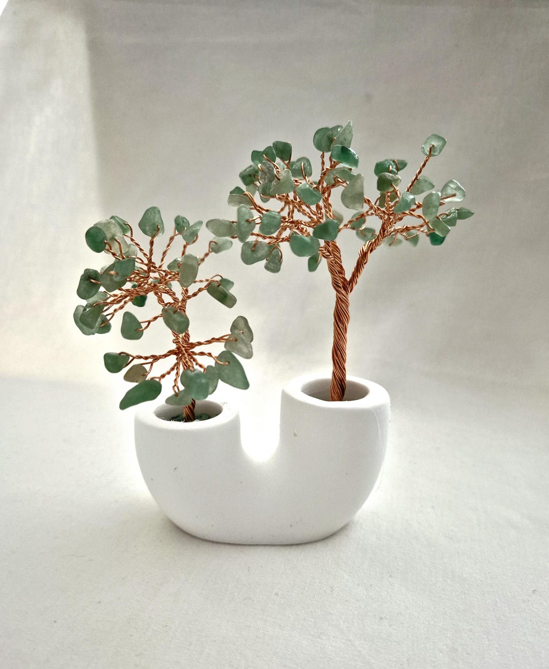 Aventurine Gemstone Bonsai Tree | Handmade Ceramic Pot | Unique Home ...