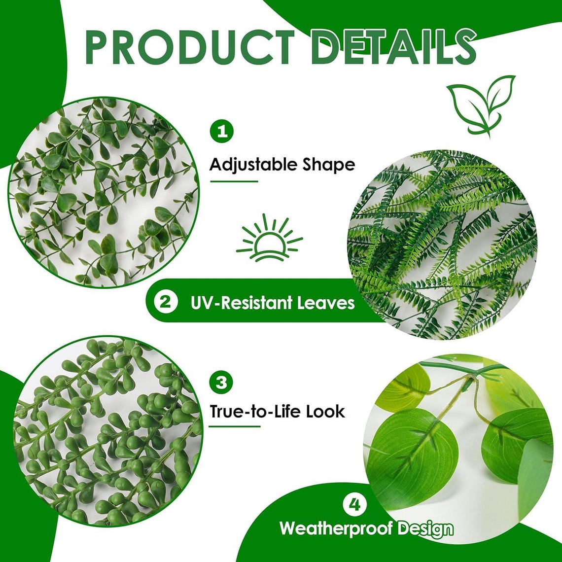 4 Pack Artificial Hanging Plants With Pots – Faux Ivy, Eucalyptus ...