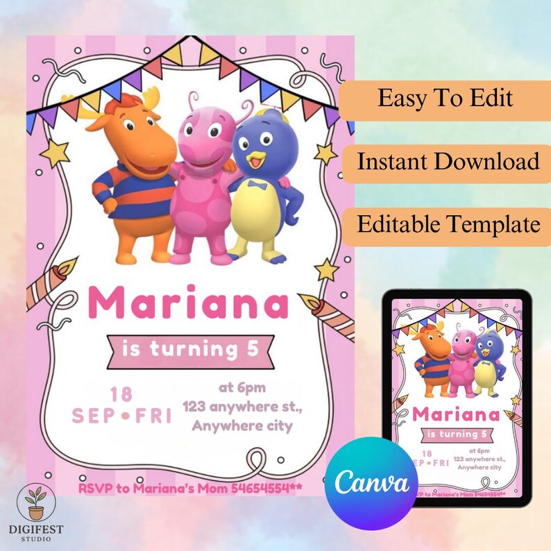 Backyardigans Digital Birthday Invitation | Editable Kids Party Invite ...